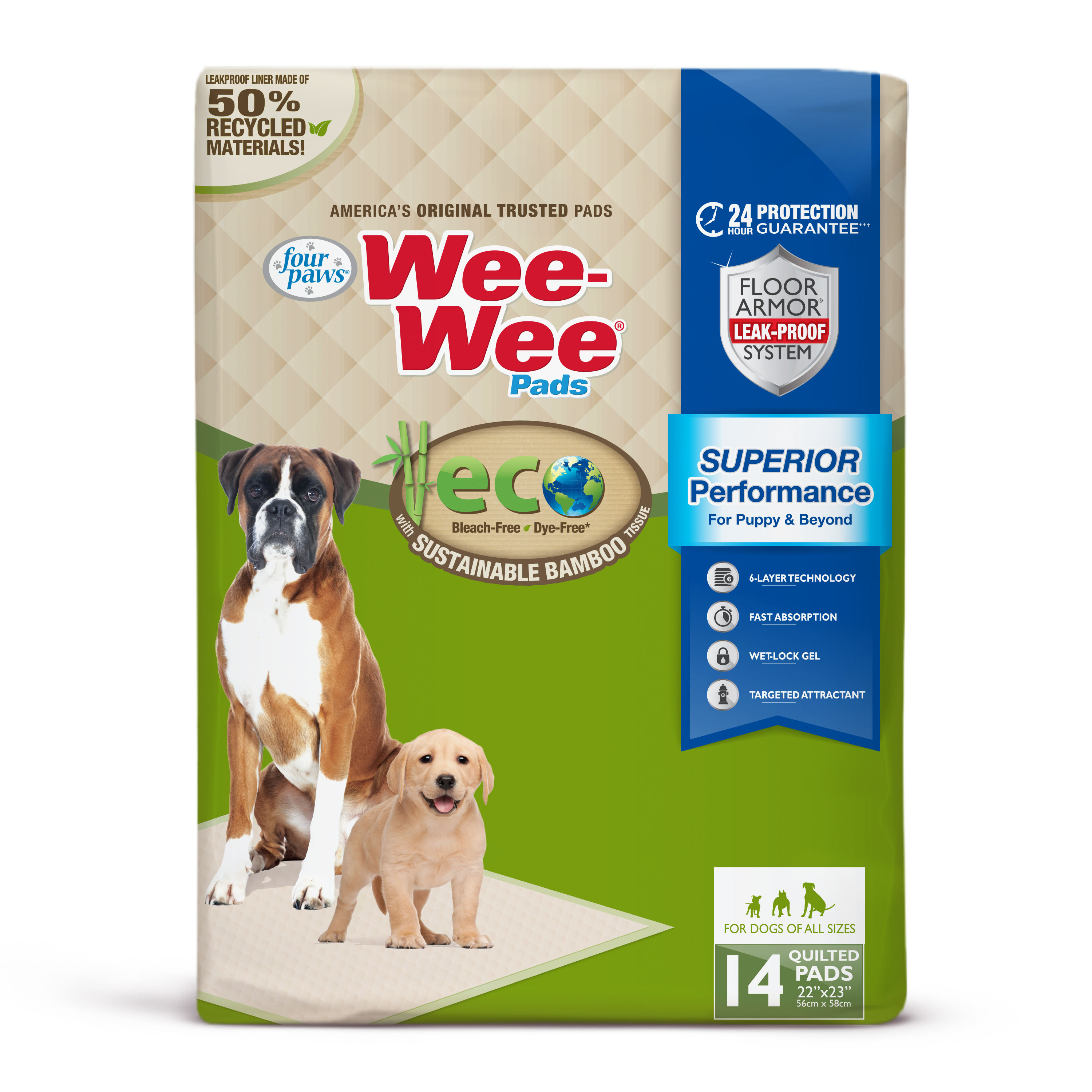 Wee-Wee® Superior Performance Eco Pee Pads with Bamboo | Four Paws